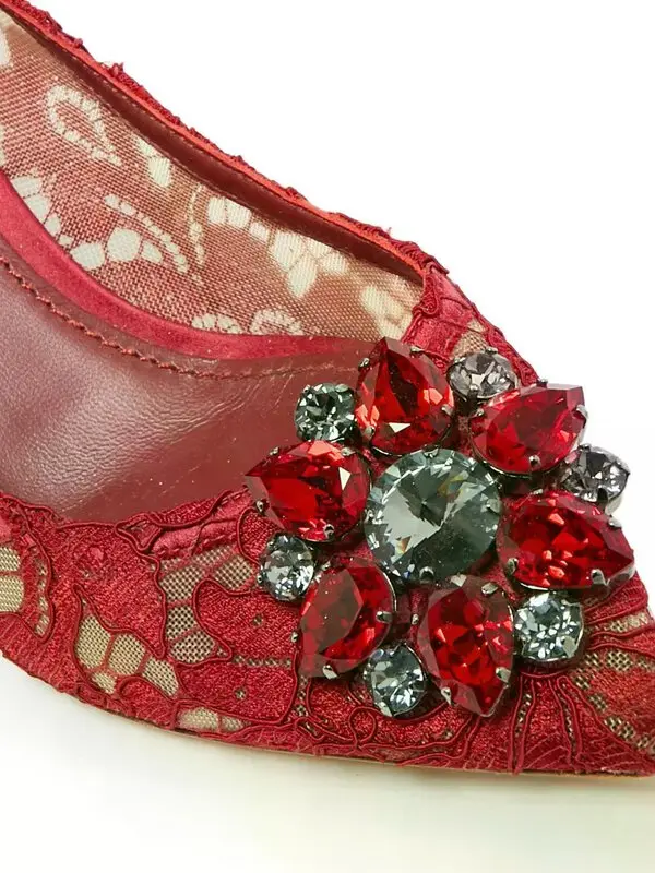 Dolce & Gabbana Bellucci Floral Lace Pumps - Red
