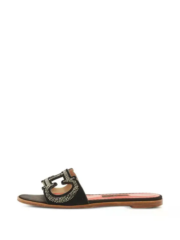 Carolina Herrera Crystal-embellished Suede Flat Sandals