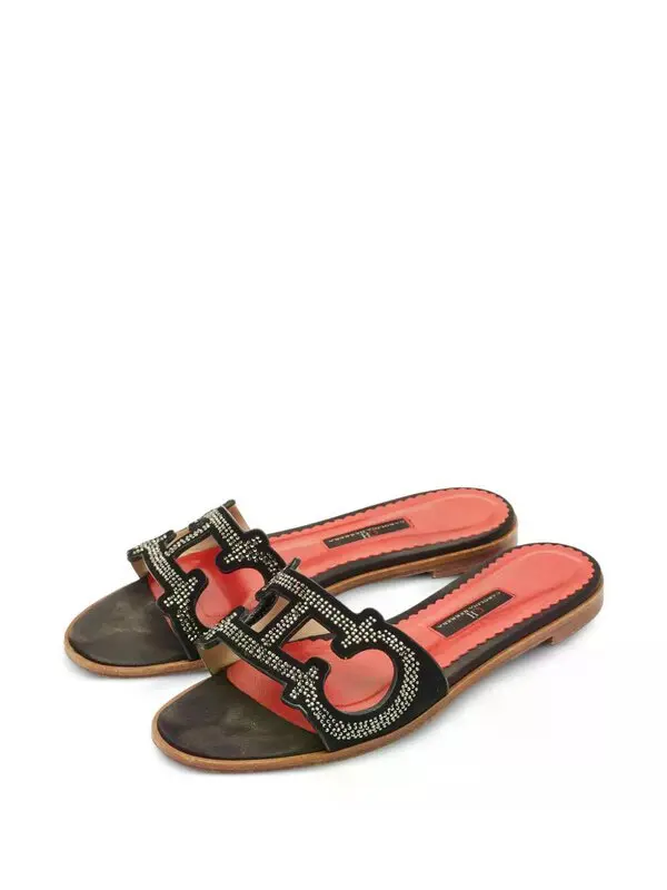 Carolina Herrera Crystal-embellished Suede Flat Sandals