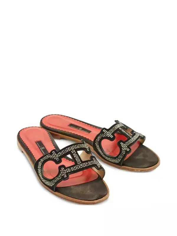 Carolina Herrera Crystal-embellished Suede Flat Sandals