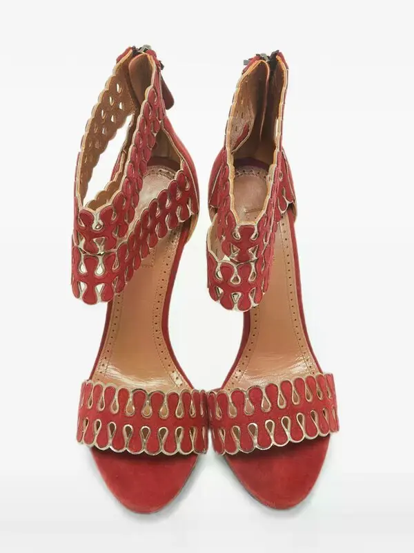Alaïa Scalloped Laser-cut Ankle Strap Sandals