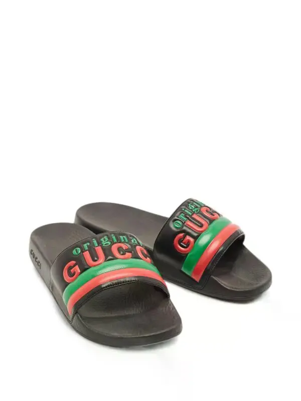 Gucci Logo-embossed Leather Slides