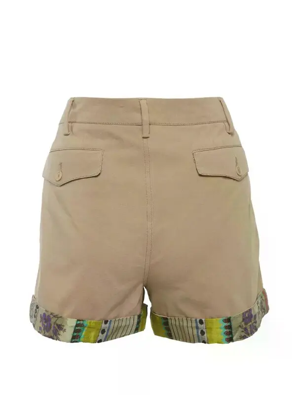 Etro Gabardine Floral-print Cuffed Shorts