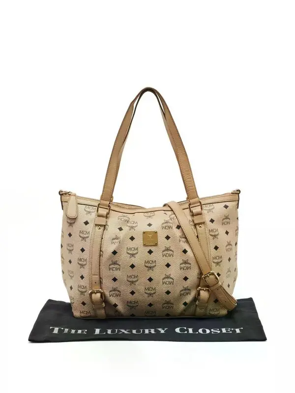 Mcm Visetos Monogram Tote Bag - Neutrals