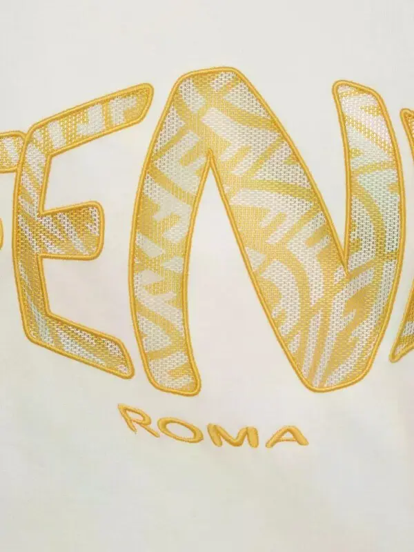 Fendi Mesh-inset Fish-eye Logo T-shirt