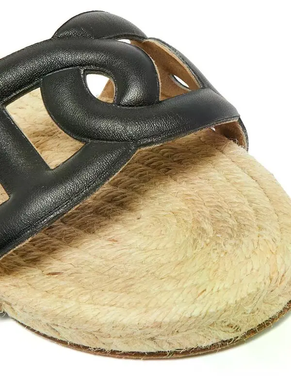 Hermès Famosa Size Leather Espradrille Flat Sandals