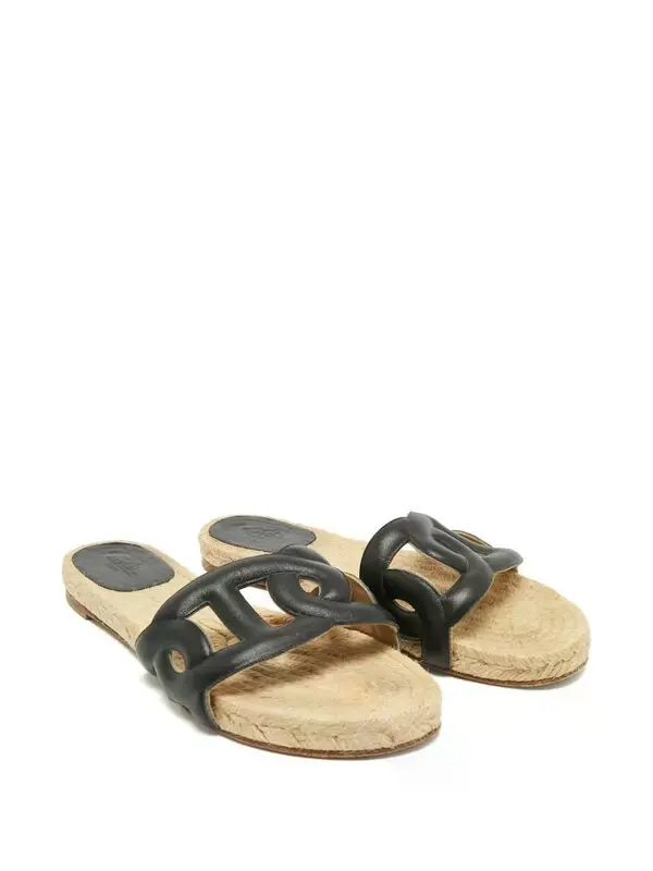 Hermès Famosa Size Leather Espradrille Flat Sandals