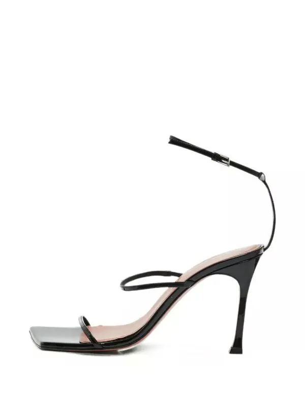 Amina Muaddi Maya Geometric-heel Patent Leather Sandals - Black