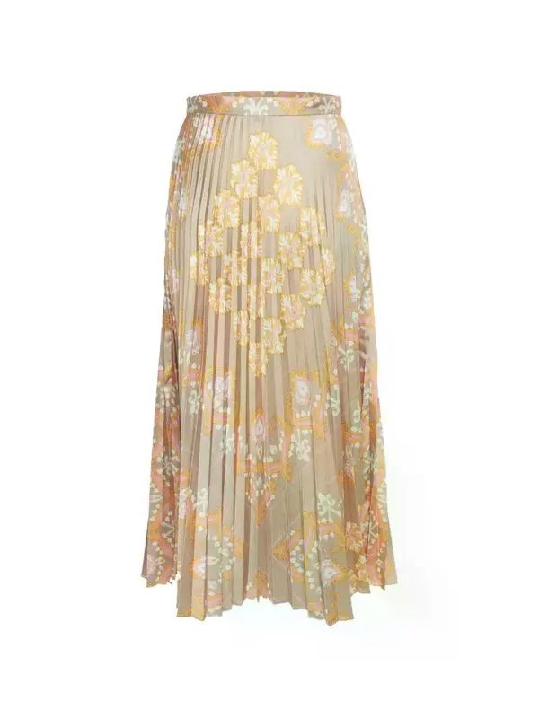 Sandro Fulgence Floral-print Pleated Midi Skirt - Neutrals