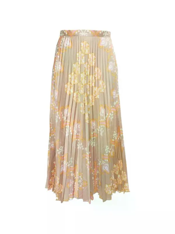 Sandro Fulgence Floral-print Pleated Midi Skirt