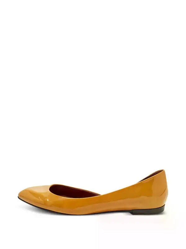 Bottega Veneta Patent Leather Pointed Toe Ballet Flats - Brown