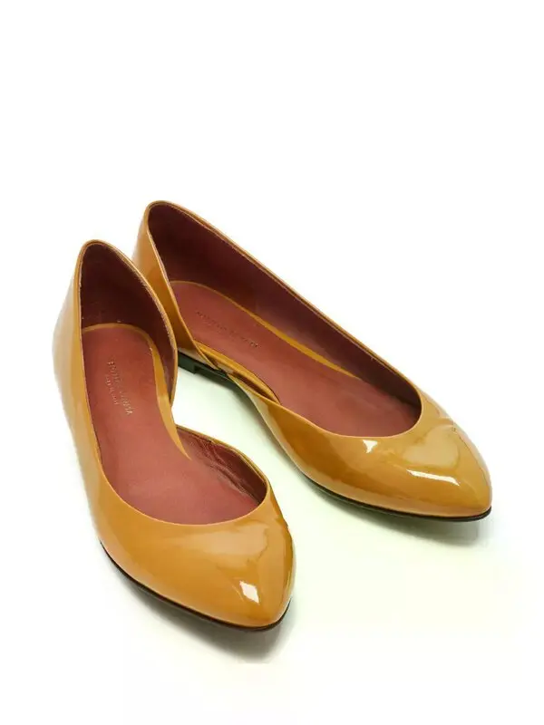 Bottega Veneta Patent Leather Pointed Toe Ballet Flats
