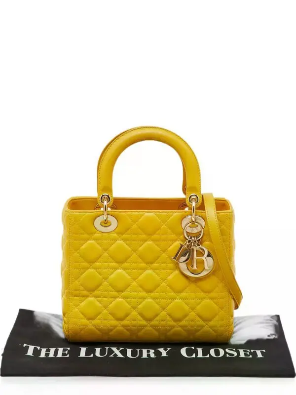 Dior 2013 Medium Lady Cannage Handbag - Yellow