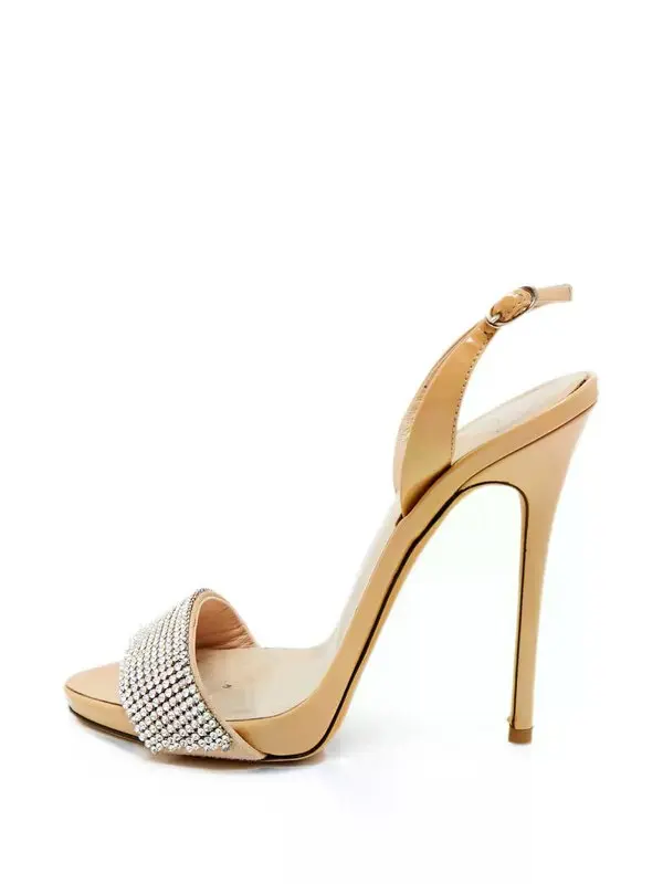 GIUSEPPE ZANOTTI Crystal-embellished Slingback Heeled Sandals - Neutrals