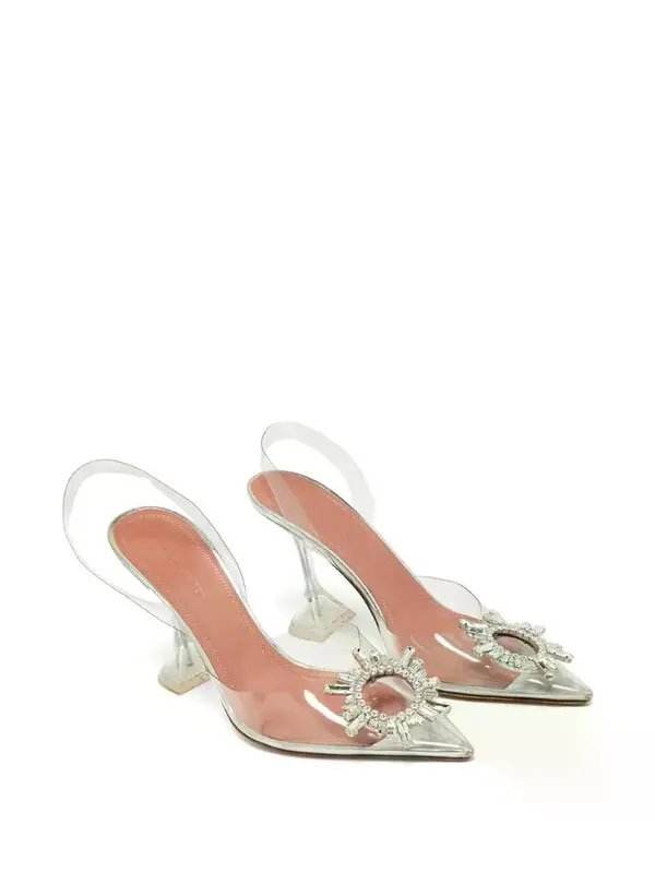 Amina Muaddi Begum Transparent Pvc Crystal Embellished Slingback Sandals