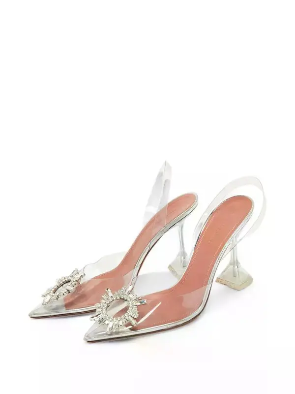 Amina Muaddi Begum Transparent Pvc Crystal Embellished Slingback Sandals
