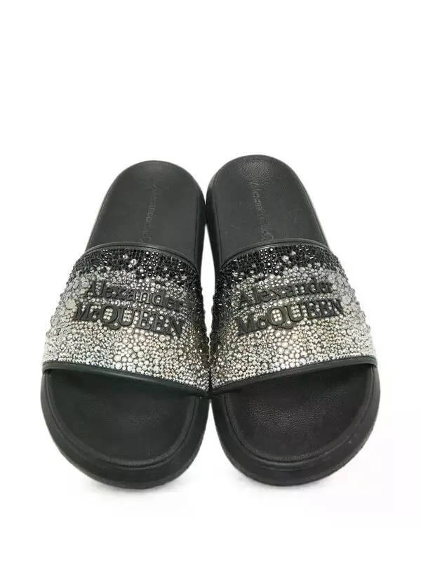 Alexander McQueen Crystal-embellished Slides - Black