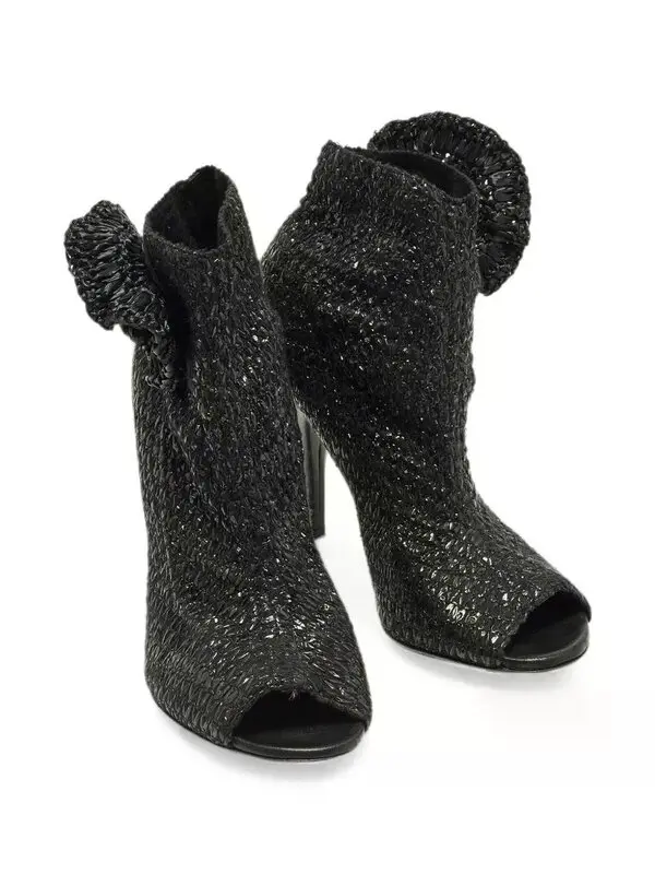 Dolce & Gabbana Straw Floral-appliqué Open-toe Ankle Boots