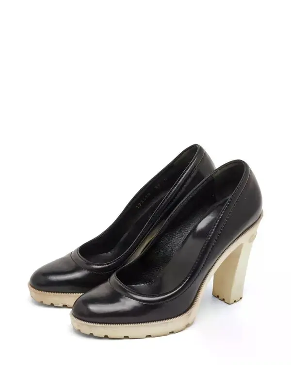 Gucci Leather Round-toe Platform Block Heel Pumps
