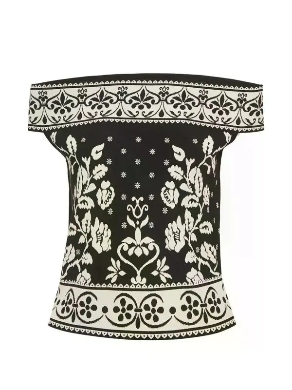 Alexander McQueen Floral-embossed Knitted Cropped Blouse