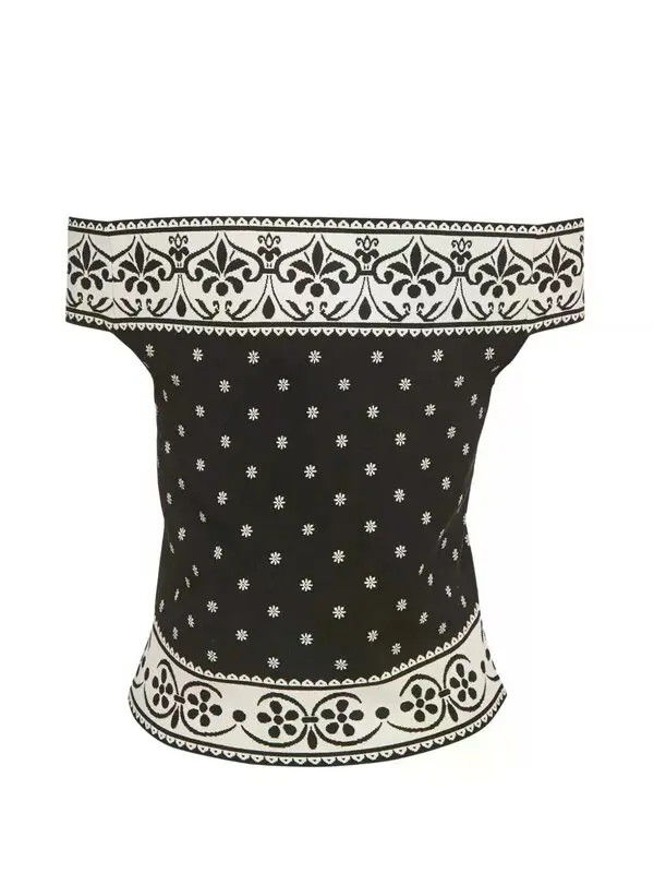 Alexander McQueen Floral-embossed Knitted Cropped Blouse