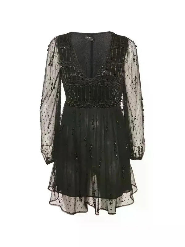 Elisabetta Franchi Bead-embellished Tulle Mini Dress