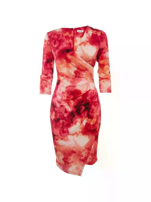 Calvin Klein Floral-pattern Asymmetric Dress - Red
