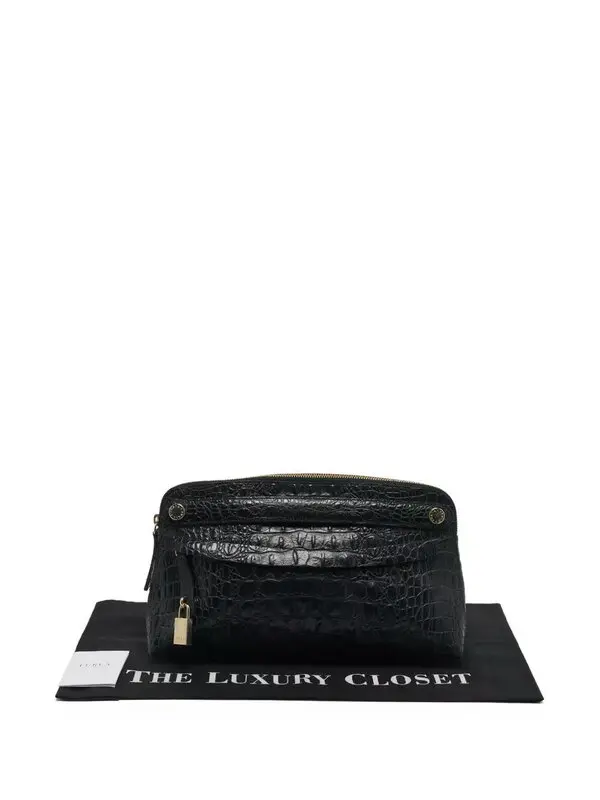Furla Croc-embossed Leather Clutch Bag