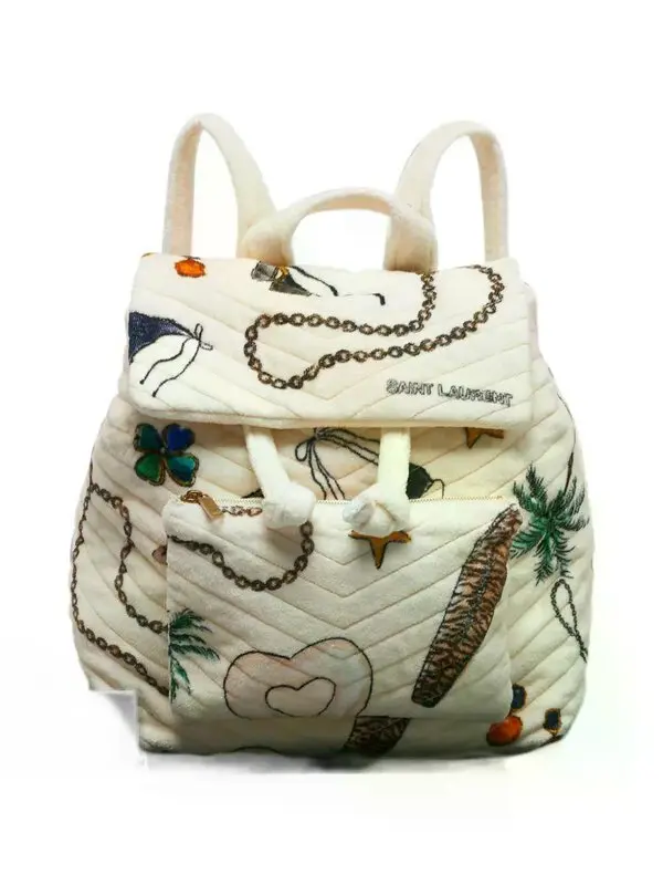 Saint Laurent 2023 Printed Terry-cloth Backpack