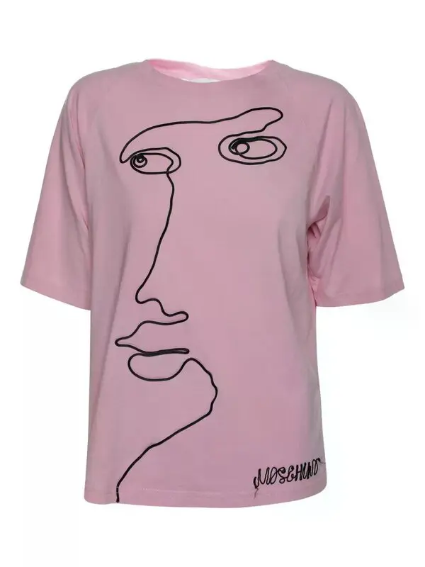 Moschino Appliqué-detail Cotton T-shirt - Pink