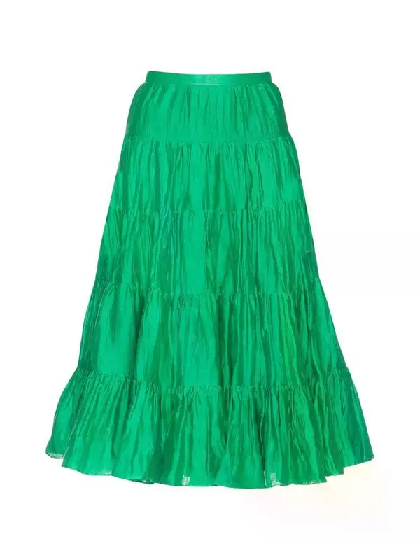 Alexis Ondine Tiered Crinkled A-line Skirt - Green