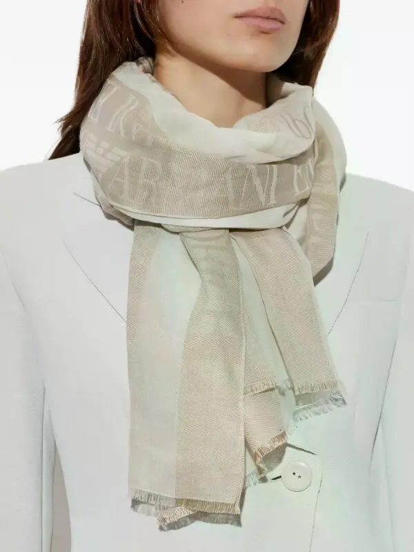 Emporio Armani Logo-jacquard Frayed Scarf