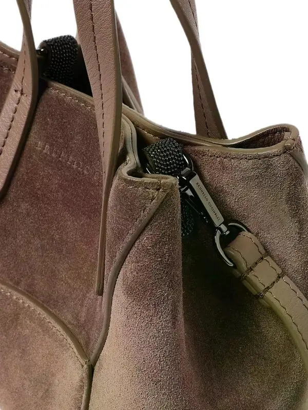 Brunello Cucinelli Monili-chain Suede Shoulder Bag