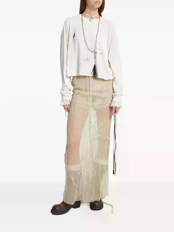 ANN DEMEULEMEESTER Embroidered Silk-voile Maxi Skirt