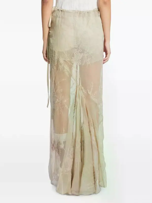 ANN DEMEULEMEESTER Embroidered Silk-voile Maxi Skirt