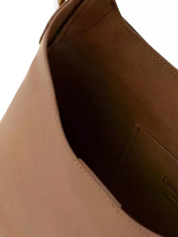 TWINSET Small Logo-debossed Leather Tote Bag