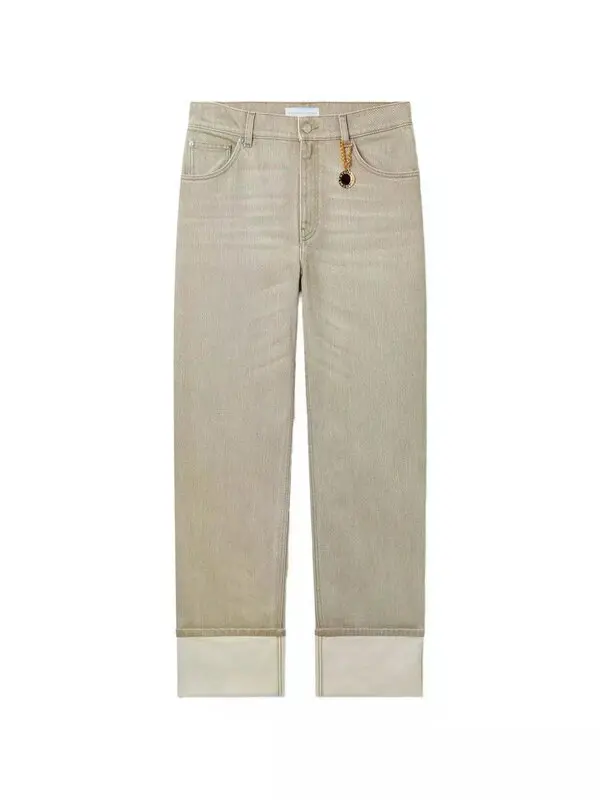 Stella McCartney Logo-patch Turn-up Jeans - Neutrals
