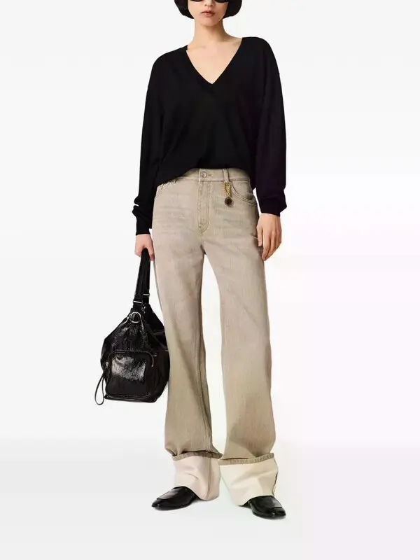 Stella McCartney Logo-patch Turn-up Jeans - Neutrals
