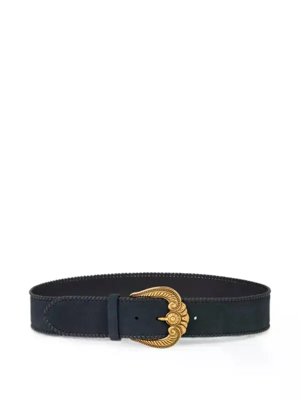 Etro Suede Belt With Paisley Buckle - Blue