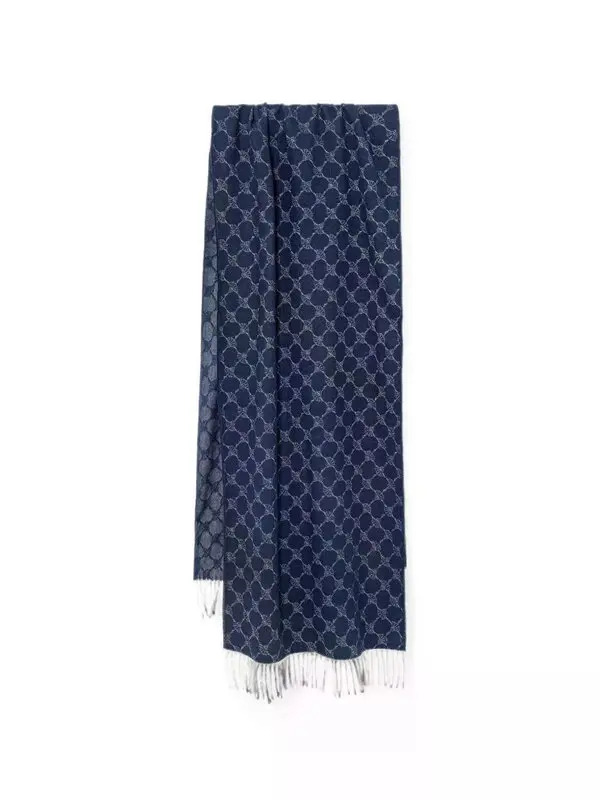 JOOP! Fabio Fringed-trims Knitted Cotton Scarf - Blue