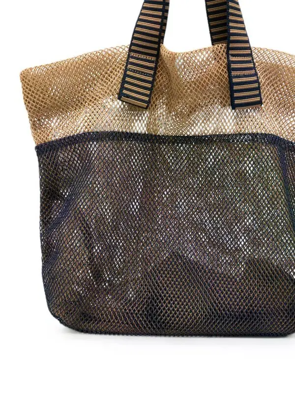 ÉPICE Mesh-knit Striped-handle Tote Bag