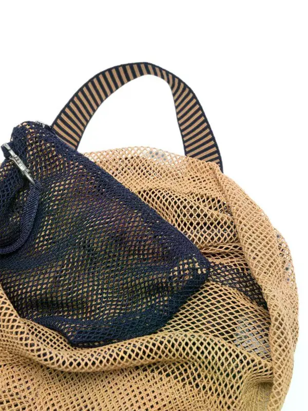 ÉPICE Mesh-knit Striped-handle Tote Bag