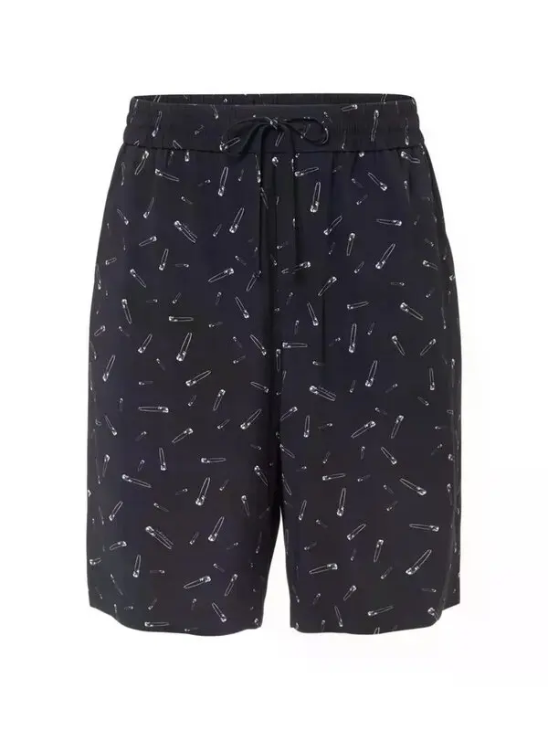 Iceberg Safety Pin Print Drawstring Shorts - Blue