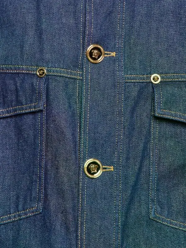 Versace Medusa Head Buttons Denim Shirt