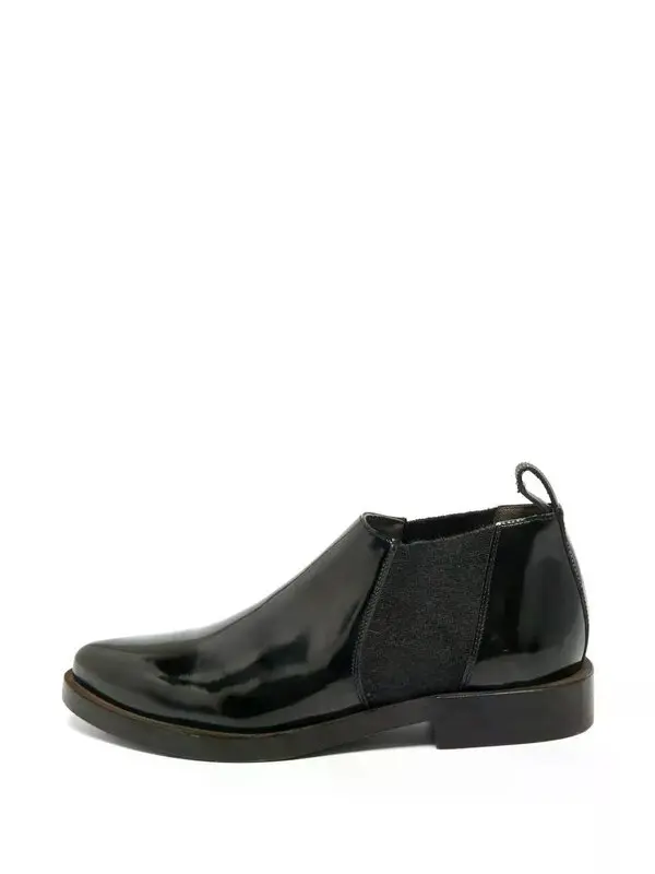 Brunello Cucinelli Leather Pointed Toe Chelsea Boots - Black