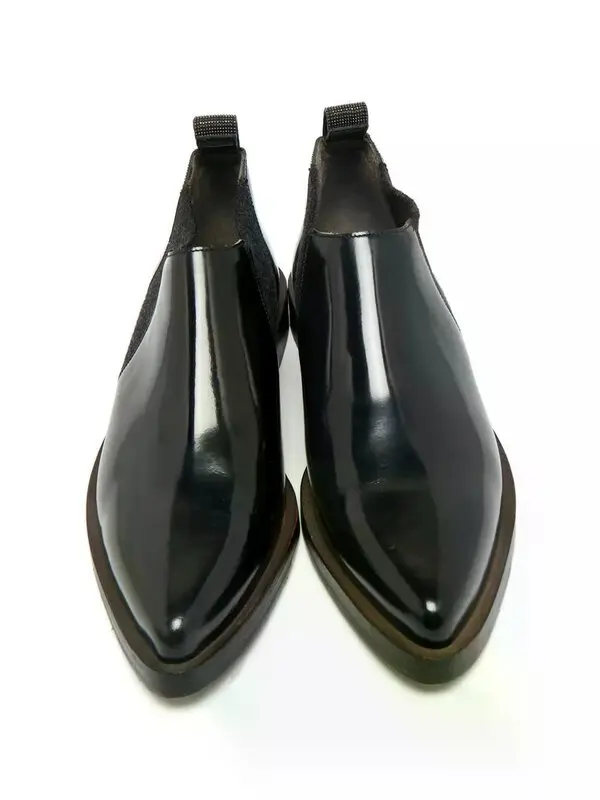 Brunello Cucinelli Leather Pointed Toe Chelsea Boots