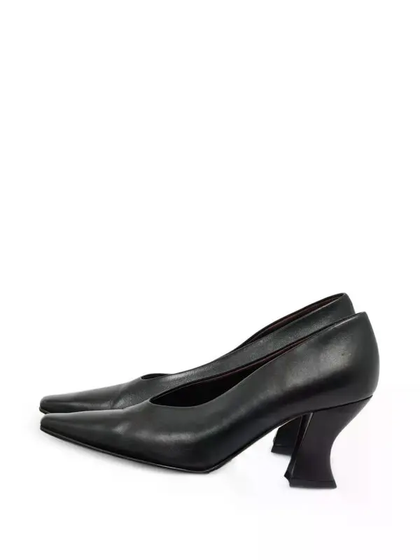 Bottega Veneta Leather Sculpted Heel Pointed Toe Pumps - Black
