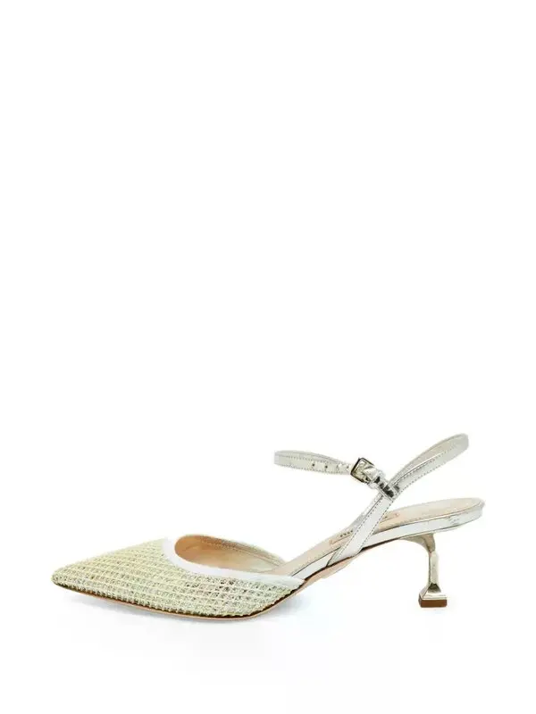 Miu Miu Glitter-finish Ankle-strap Pumps - Silver