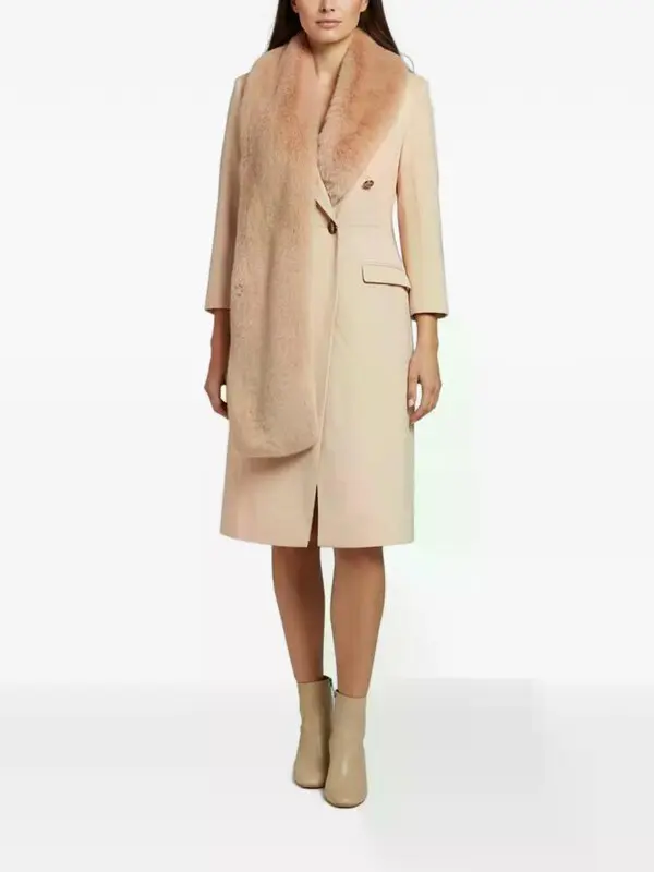 Elisabetta Franchi Faux Fur Collar Midi Dress - Neutrals