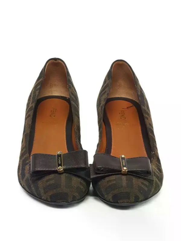 Fendi Zucca Bow-detail Wedge Pumps